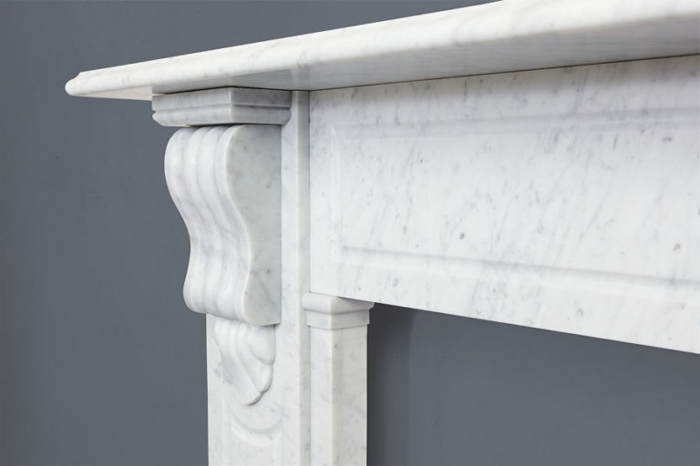 Victorian style lintel fireplace made of Italian white Carrara marble ...